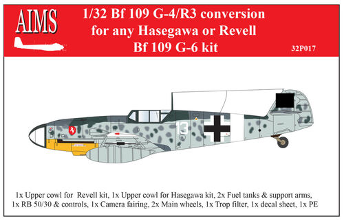 Aims 32P017 Messerschmitt Bf-109 G-4 / R-3 - Conversion Set (for Me 109 G-6 - Hasegawa and Revell kits)