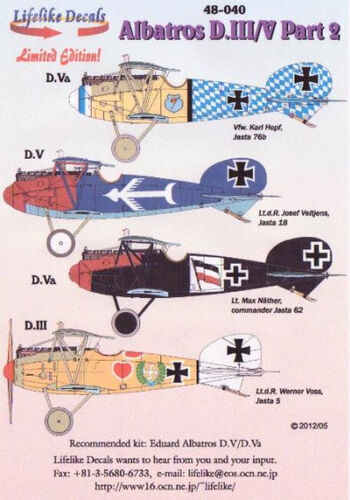 Lifelike Decals 48040 Albatross D.III/D.V Part 2 (4 schemes)
