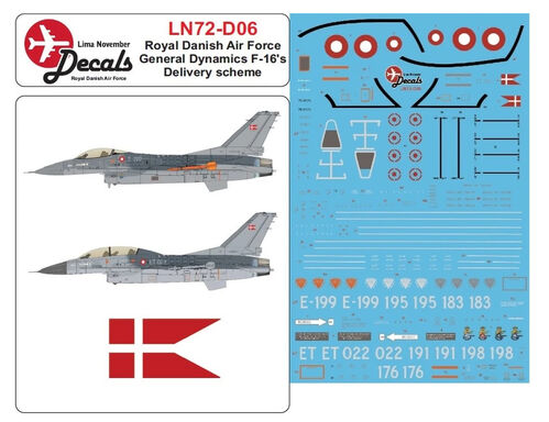 Lima November Decals 72-D06 Royal Danish Air Force General-Dynamics F-16 - First Scheme 1980-2002