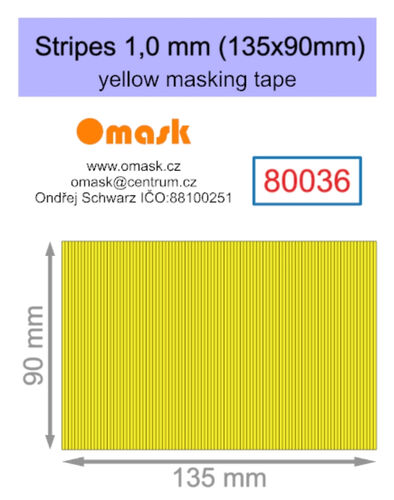 Omask 80036 Stripes 1,0 mm (135 x 90 mm) Yellow Masking tape