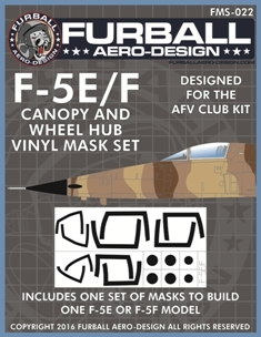 Furball Aero-Design FMS022 Northrop F-5 E/F - Canopy and wheel hub masks (designed to be used with AFV Club kits)