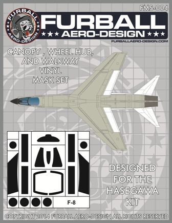 Furball Aero-Design FMS004 Vought F-8 E Crusader - canopy frame paint mask (designed to be used with Eduard, Hasegawa and Hobby 2000 kits)