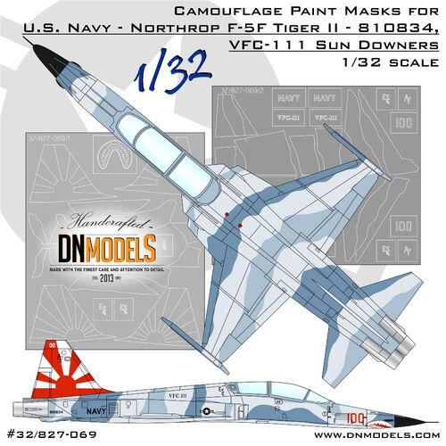 DN Models 32-827-069 Camouflage Paint Masks For U.S. Navy - Northrop F-5F Tiger II - 810834, VFC-111 Sun Downers