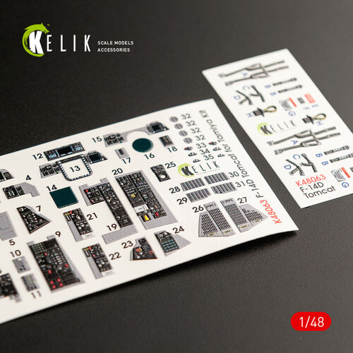 KELIK K48063 F-14D Tomcat Interior 3D Decals For Tamiya Kit