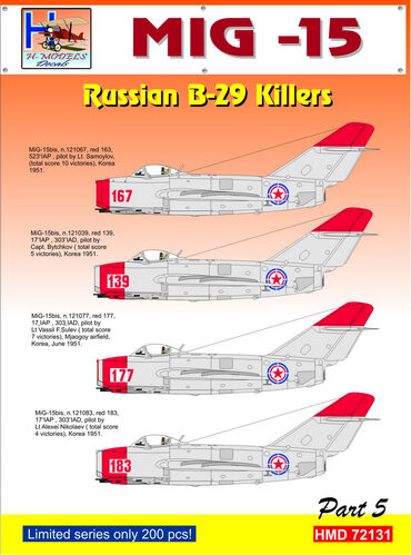 H-Model Decals D72131 Soviet Boeing B-29 Superfortress Killers - Soviet MiG-15s Bis over Korea