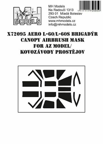 MH Models X72095 Aero L-60, L-60S Brigadyr - Canopy Airbrush Mask For AZ Model, Kovozavody Prostejov