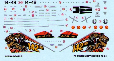 Berna Decals 72024 Dassault Mirage F.1M Ala de Caza 14, 14-49 NATO Tiger Meet 2006 Albacete