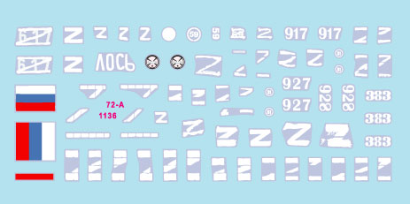 Star-Decals 72-A1136 War in Ukraine #6 - T-72B1 and BMP-1 Tanks And AFVs From The Donetsk And Luhansk Republics In 2022