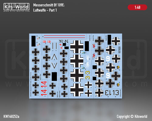 Kits World 148252 Messerschmitt Bf-109 E-1/3/4/7 - Luftwaffe (Part 1)