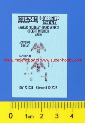 Kits World 3D1721031 Hawker-Siddeley Harrier GR.3 3D Full colour Instrument Panels (for Airfix kits)