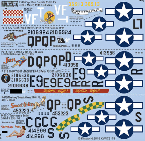 Kits World 172179 North American P-51 B Mustang ('Shanghri La' and 'Salem Representative' and others)