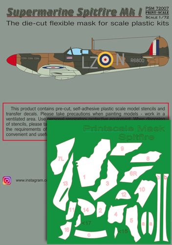 Print Scale PSM72007 Supermarine Spitfire Mk.1