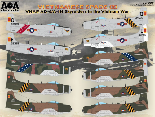 AOA decals 72-009 Vietnamese Spads 2 - VNAF AD-6/A-1H Skyraiders in the Vietnam War