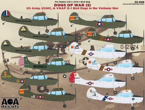 AOA decals 32-020 Dogs of War 2 - US Army/ USMC/ VNAF O-1 Bird Dogs in the Vietnam War