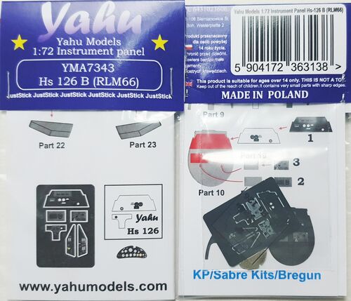 Yahu Models A7343 Hs-126 B-1 RLM66
