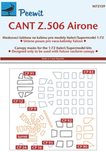 Peewit 72139 Canopy mask for CANT Z 506 Airone Falcon vacu pro Italeri