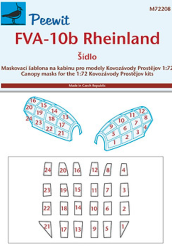 Peewit 72208 Canopy mask for FVA-10b Rheinland Kovozávody Prostìjov