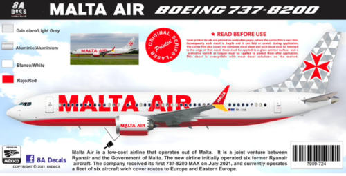 8aDecs 7909-724-144 Air Malta 737 Max