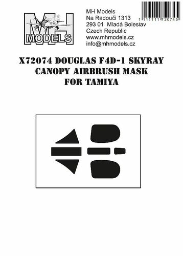MH Models X72074 Douglas F4D-1 Skyray canopy airbrush mask for Tamiya