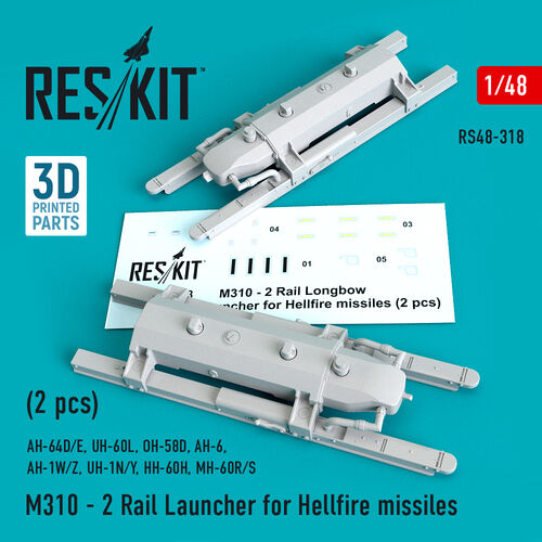 DISCONTINUED RES/KIT 48-0318 M310 - 2 Rail Launcher for Hellfire missiles (2 pcs) (AH-64D/E, UH-60L, OH-58D, AH-6, AH-1W/Z, UH-1N/Y, HH-60H, MH-60R/S)