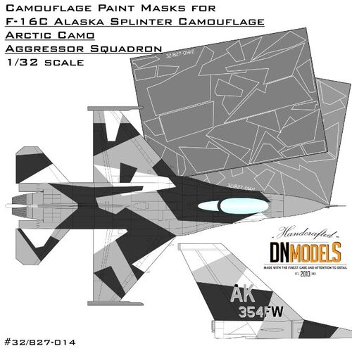 DN Models 32-827-014 Camouflage Paint Masks For F-16C Alaska Arctic Splinter Aggressor