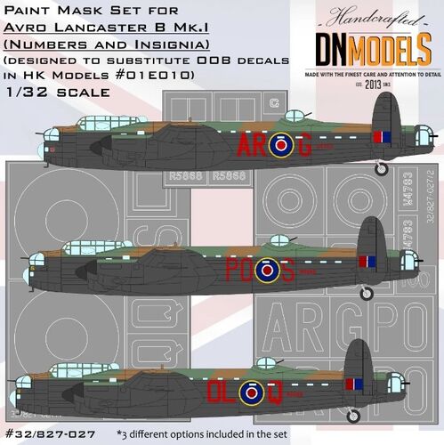 DN Models 32-827-027 Avro Lancaster B Mk.I Insignia And Numbers Paint Mask Set