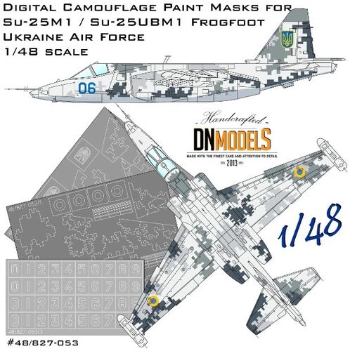 DN Models 48-827-053 Su-25M1/Su-25UBM1 Frogfoot Ukrainian Digital Camo Paint Mask Set