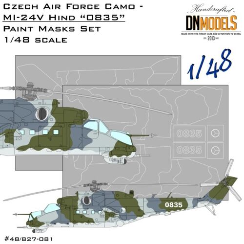 DN Models 48-827-081 Czech Air Force Camo Mi-24V Hind 0835 Attack Helicopter Paint Mask Set