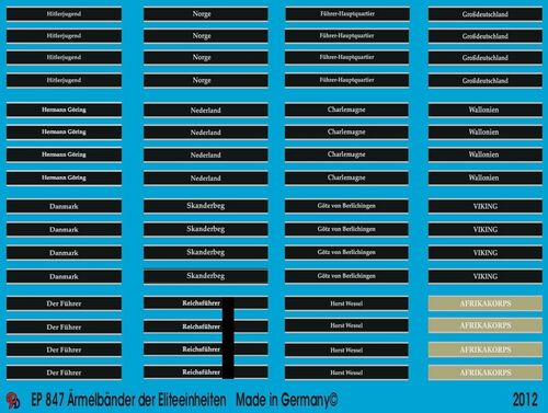 Peddinghaus-Decals 0847 Cuff Titles Of The Waffen SS And Wehrmacht