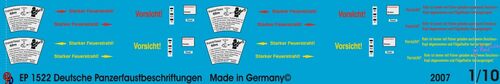Peddinghaus-Decals 1522 German Panzerfaust Markings