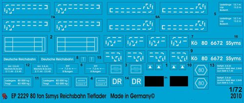 Peddinghaus-Decals 2229 80 Ton Ssyms Reichsbahn Flatbed