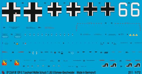 Peddinghaus-Decals 2369 Bf 109 E-7 Lt. Walter Schuck 7./JG 5 Arctic Ocean Squadron