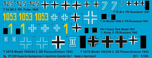 Peddinghaus-Decals 2389 German Russian "Beutepanzer" In German Service No. 1
