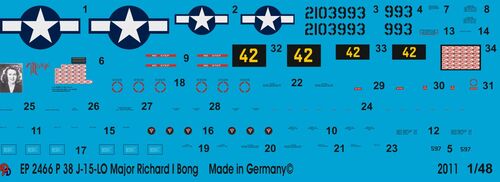 Peddinghaus-Decals 2466 P 38 J-15-LO Major Richard I Bong Pacific