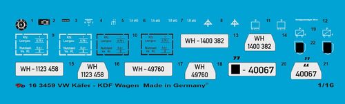 Peddinghaus-Decals 3459 VW Käfer Type 82 E KDF Wagen