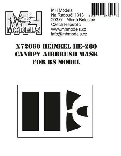 MH Models X72060 Heinkel He-280 canopy airbrush mask RS MODEL