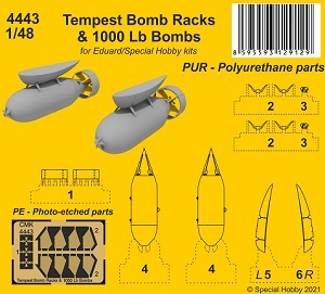 CMK K4443 Tempest Bomb Racks & 1000 Lb Bombs (for Eduard/Special Hobby kits)
