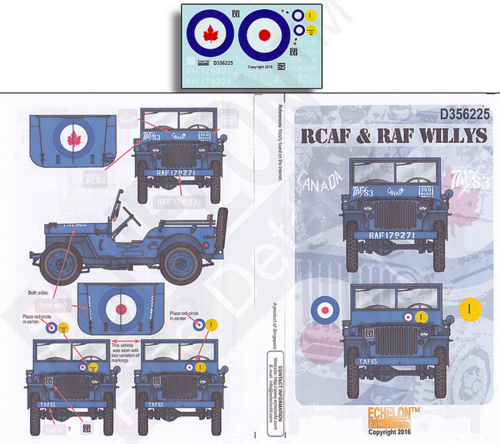 Echelon Fine Details D356225 RCAF and RAF Willys