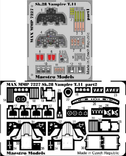 Maestro Models P7227 Sk28 Vampire T.11 detail set PRE-PAINTED