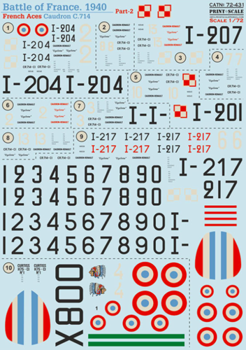 Print Scale 72-431 Battle of France 1940 French aces Caudron C.714 Part-2