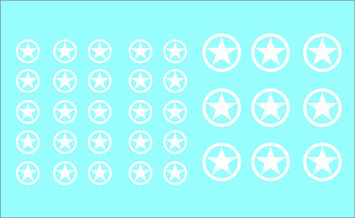 Black Lion Decals 72508 Allied White Stars - Full Circle