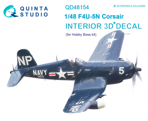 Quinta Studio QD48154 F4U-5N 3D-Printed and coloured Interior on decal paper