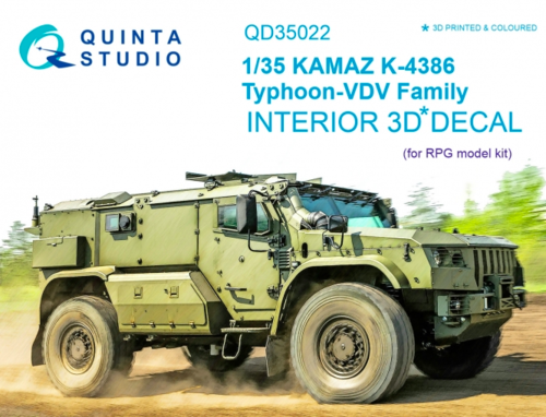 Quinta Studio QD35022 KAMAZ K-4386 Typhoon VDV family 3D-Printed and coloured Interior on decal paper