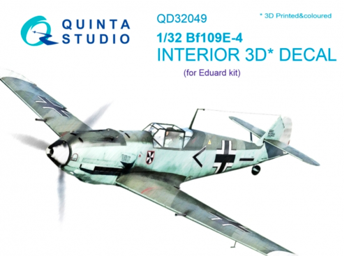 Quinta Studio QD32049 Bf 109E-4 3D-Printed and coloured Interior on decal paper