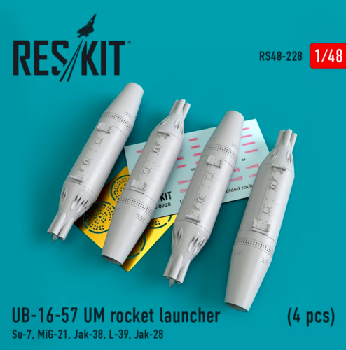 DISCONTINUED RES/KIT 48-0228 UB-16-57 UM rocket launcher 4 pcs Su-7, Mig-21, Jak-38, L-39, Jak-28