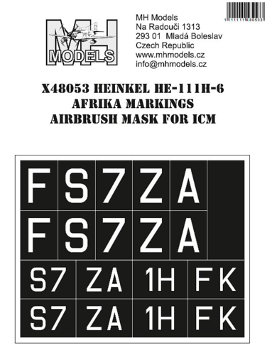 MH Models X48053 Heinkel He.111H-6 Africa Markings airbrush mask