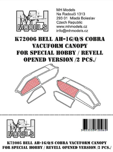 MH Models K72006 Bell AH-1G/Q/S Cobra vacuform canopy