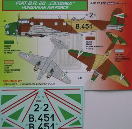 Kora Models Dec72278 Fiat BR.20 Hungarian