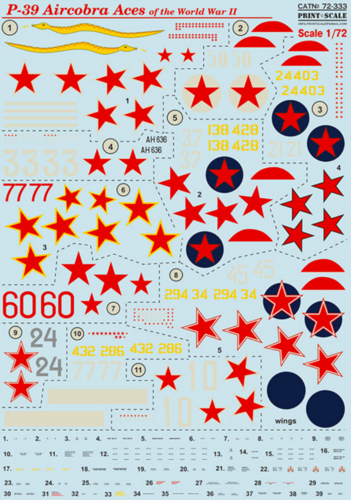 Print Scale 72-333 P-39 Aircobra Aces of the World War II
