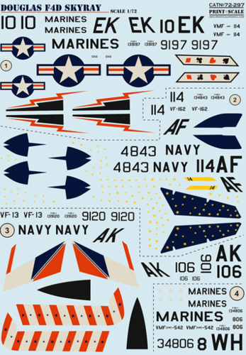 Print Scale 72-297 Douglas F4DF-6 Skyray In the complete set 2 sheets